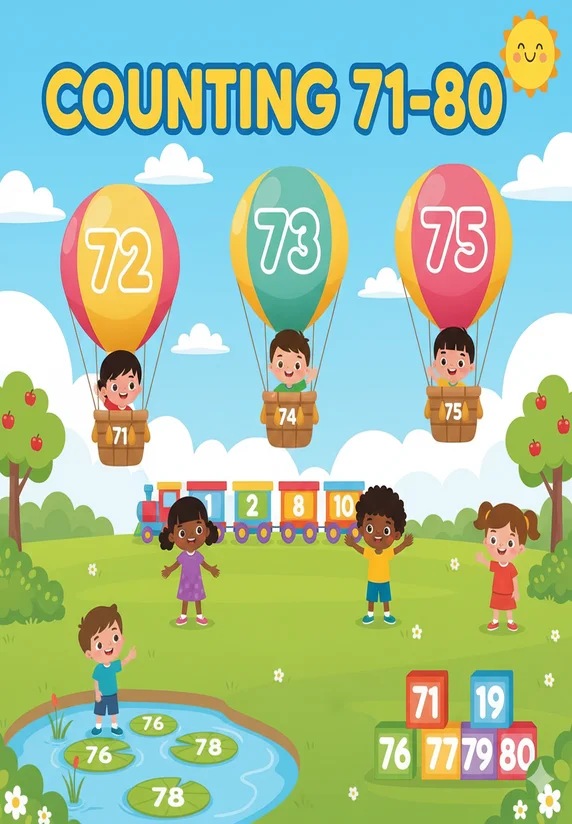 Learning Numbers: 71-80 | Counting Basics, Fun Learning